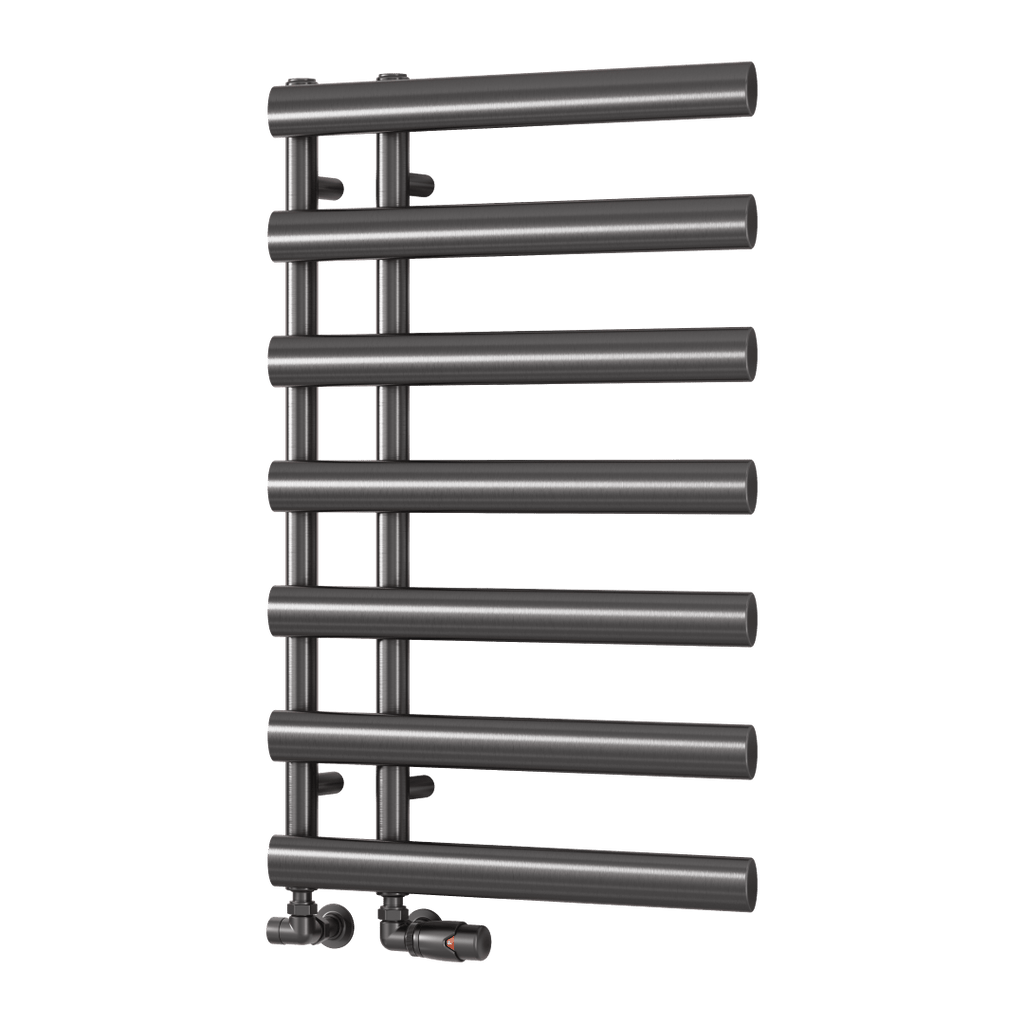 Reina Grace Vertical Designer Steel Radiator In Brushed Gun Metal ...